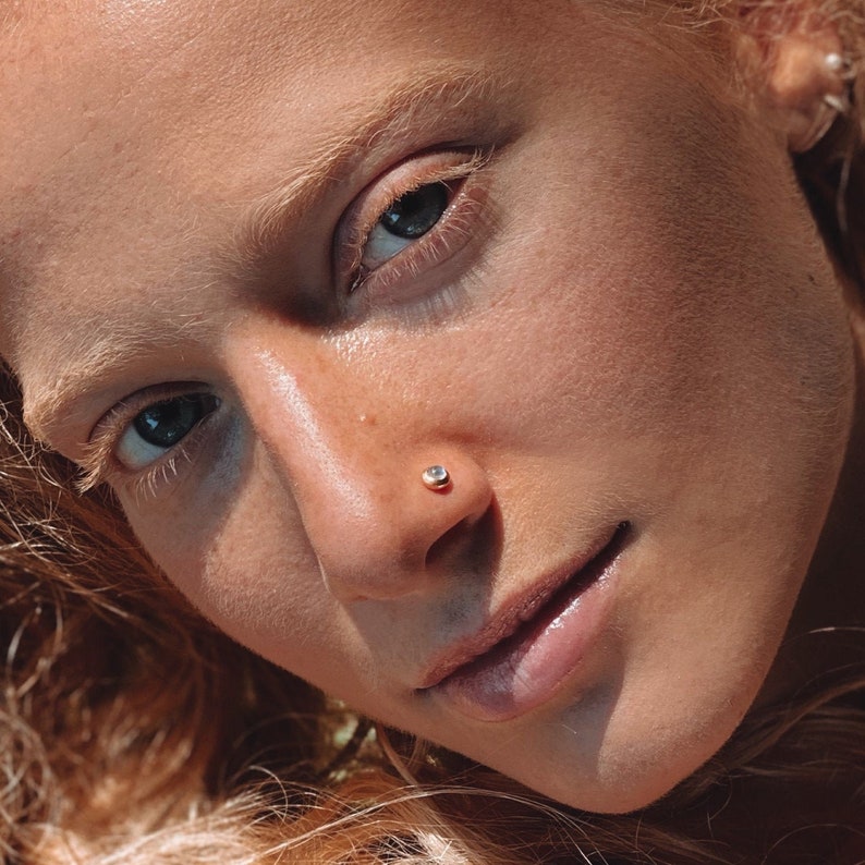 Moonstone Nose Stud Tiny Gold Nose Stud Tribal Nose Stud | Etsy