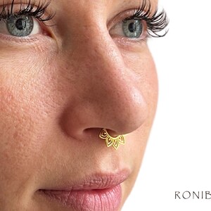 Sterling Silver Sun Septum Ring, Tribal Septum Piercing 14/16G, Indian ...