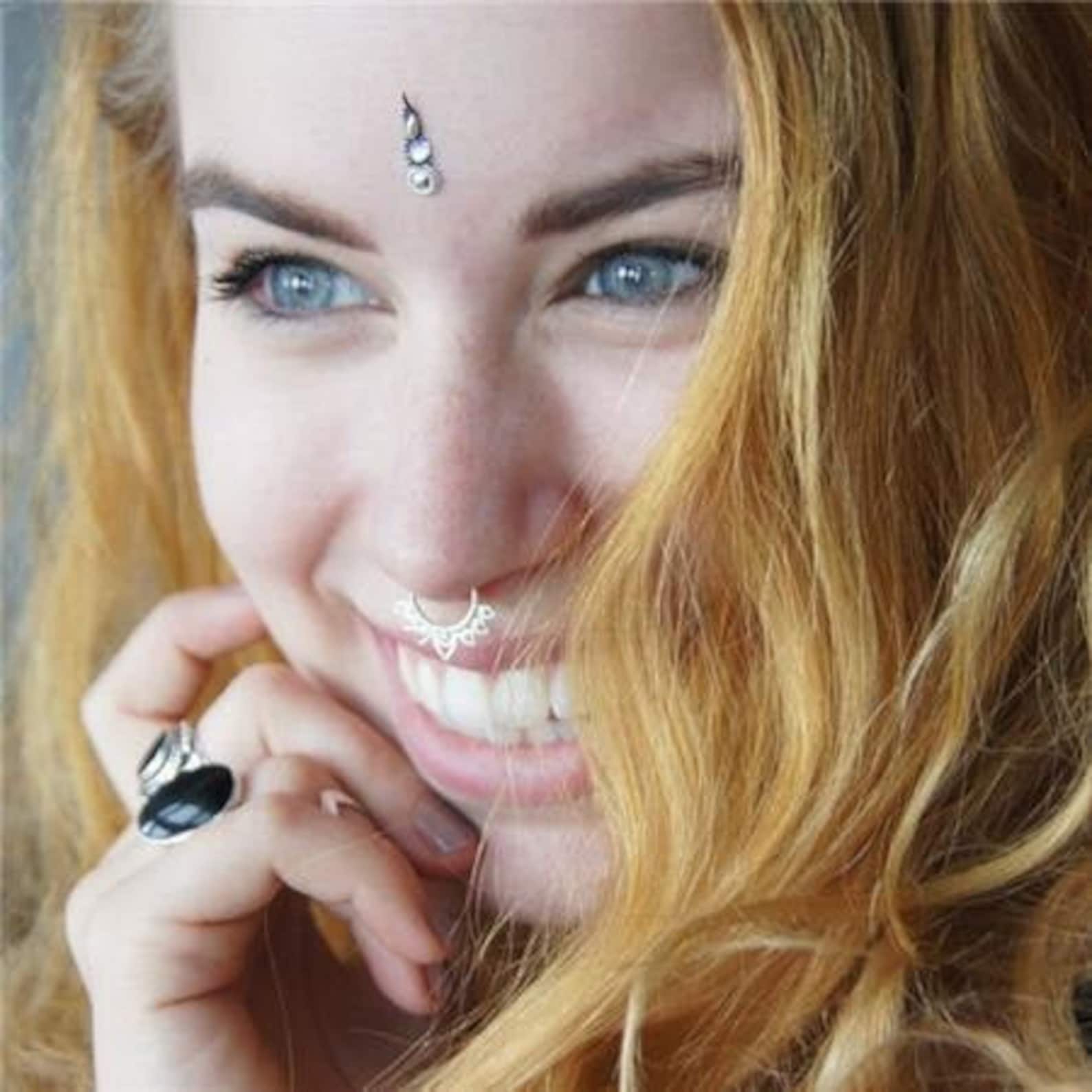 Sterling Silver Lotus Septum Ring Flower Septum Piercing | Etsy