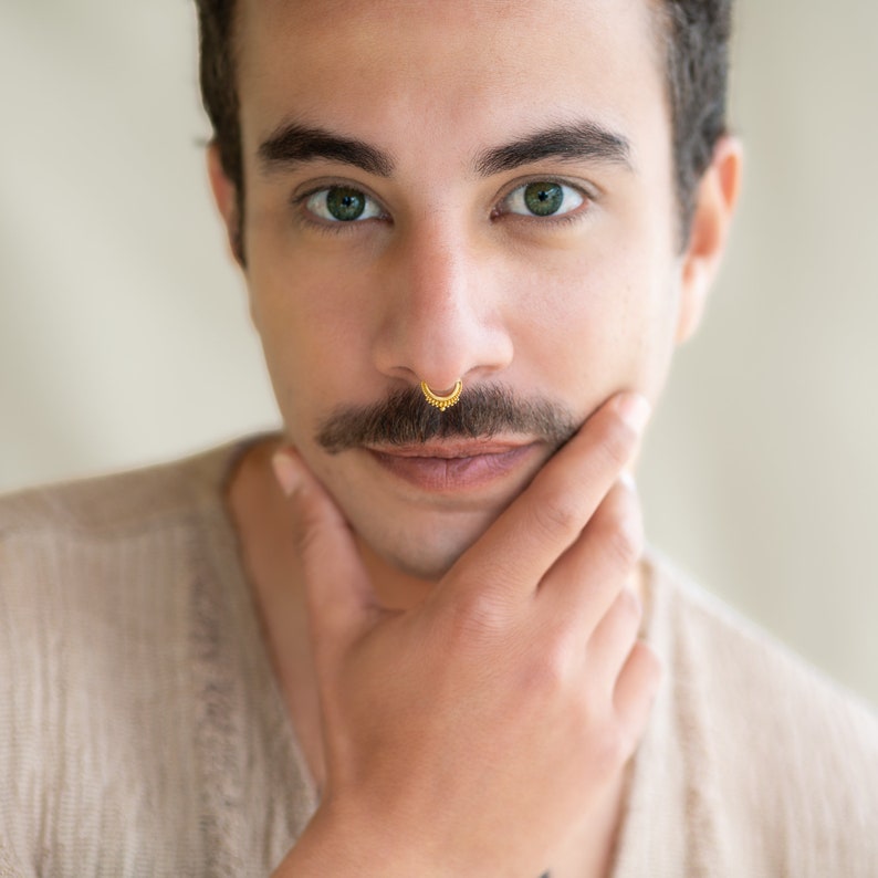 Tribal Silver Septum Ring, 18 Gauge Ethnic Nose Piercing - Etsy Australia