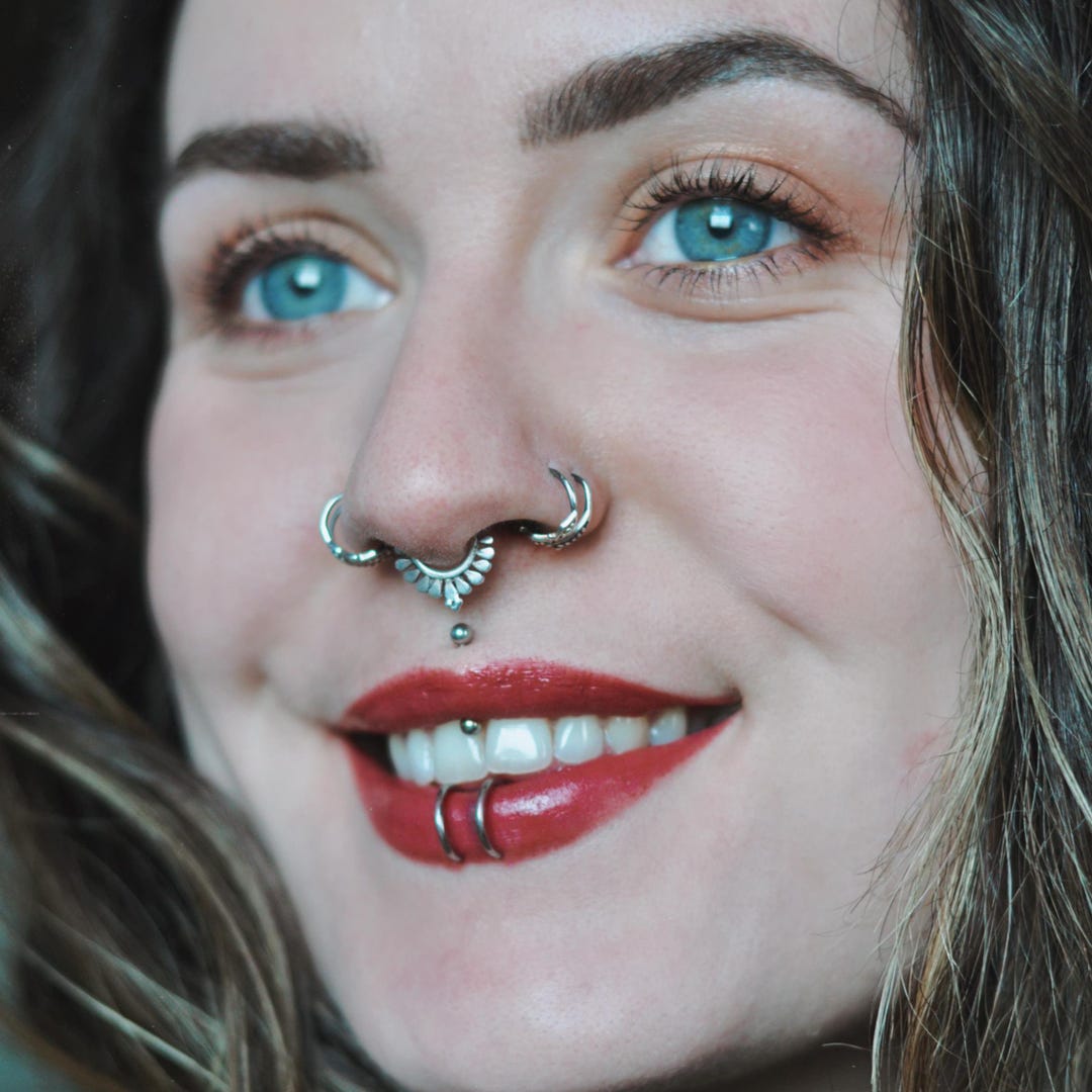 Bohemian Septum Ring, Tribal Septum Piercing 18/16G, Indian Septum ...