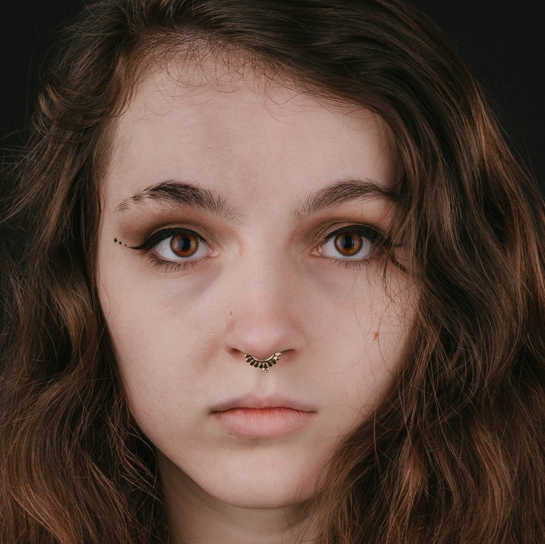 Large Flower Septum Ring Fake Silver Septum Ring Fake Septum - Etsy