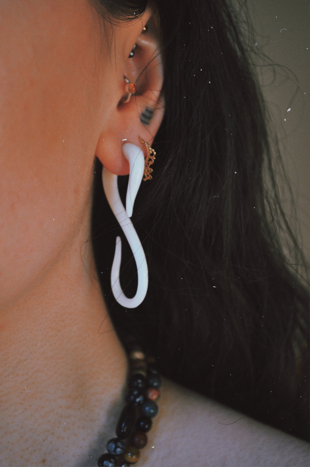 Unique Spiral Ear Plugs, White Bone Earrings, Tribal Fake Ear Plugs ...