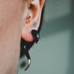 Fake Gauge Earrings, Wooden Black Ear Gauges, Fake Ear Piercing, Faux ...