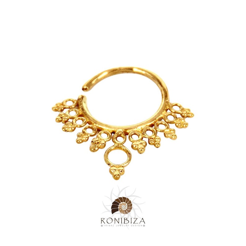 Ethnic Lotus Septum Ring - Sterling Silver Indian Nose Ring - Etsy UK