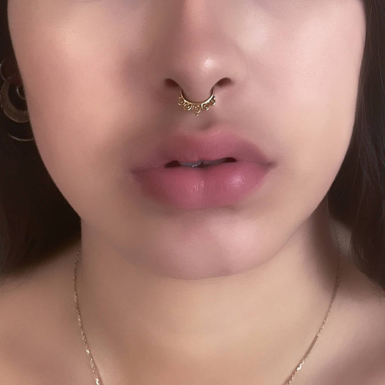 Spiral Brass Septum Ring - 16G Septum Ring - Tribal Septum Ring ...