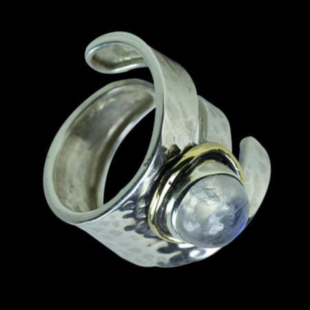 Beautiful Silver and Rainbow Moonstone Ring - Tribal Jewelry - Ethnic ...