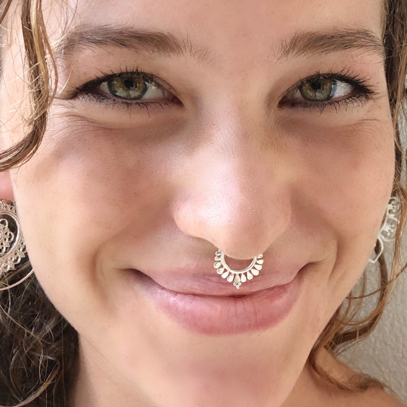 Large Flower Septum Ring Fake Silver Septum Ring Fake Septum | Etsy