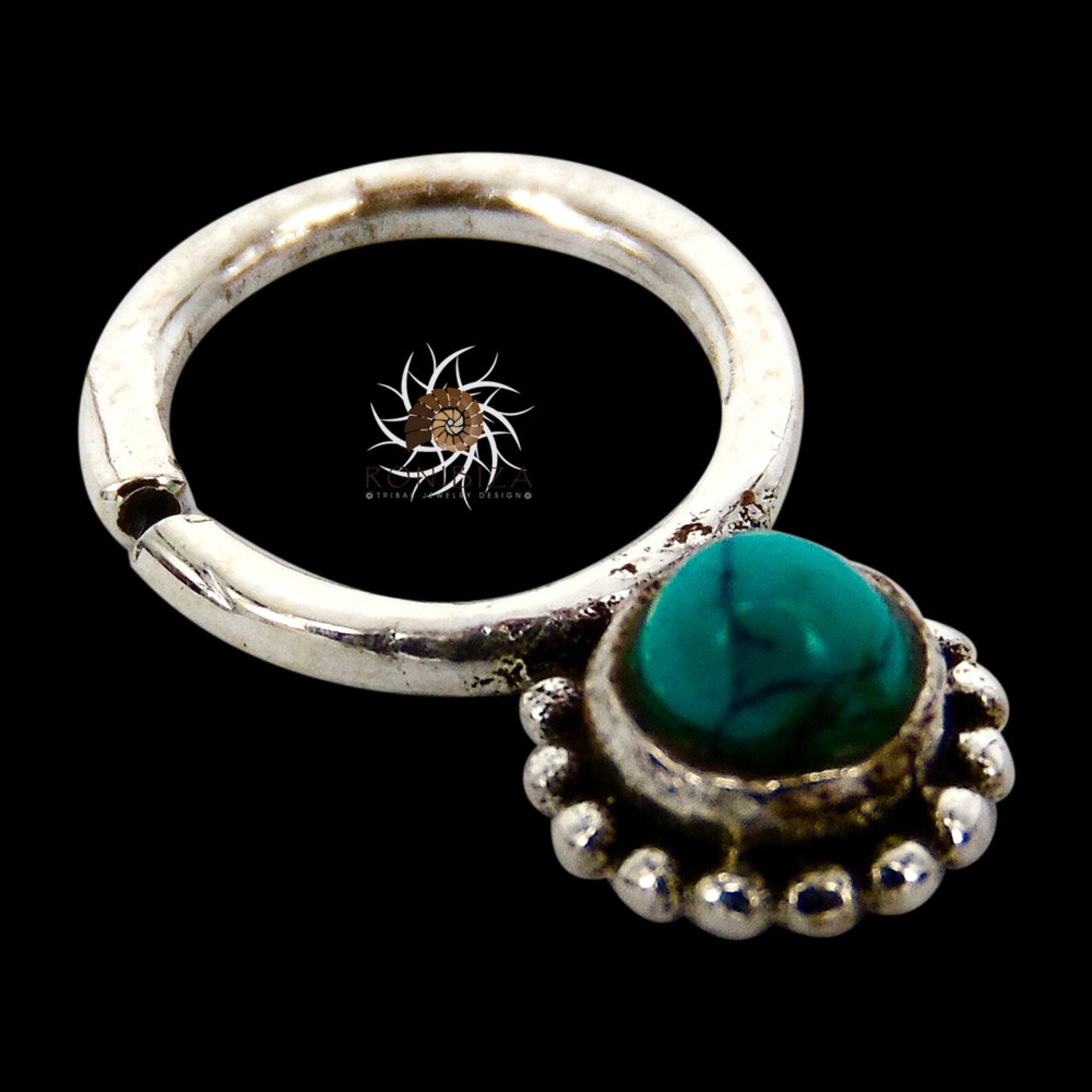 Turquoise Gemstone Septum Ring 16g Silver Septum Jewelry - Etsy