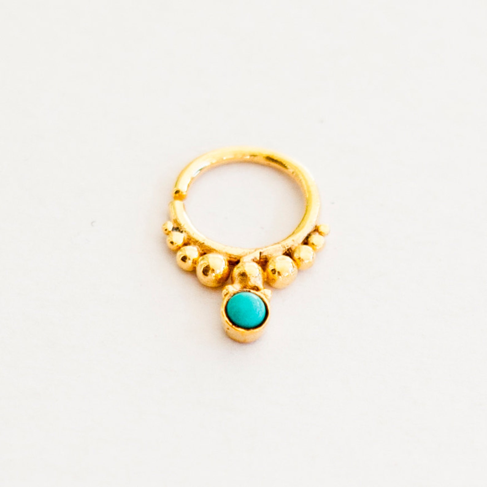Gold Plated Balls Septum Ring Turquoise Tribal Indian Septum - Etsy