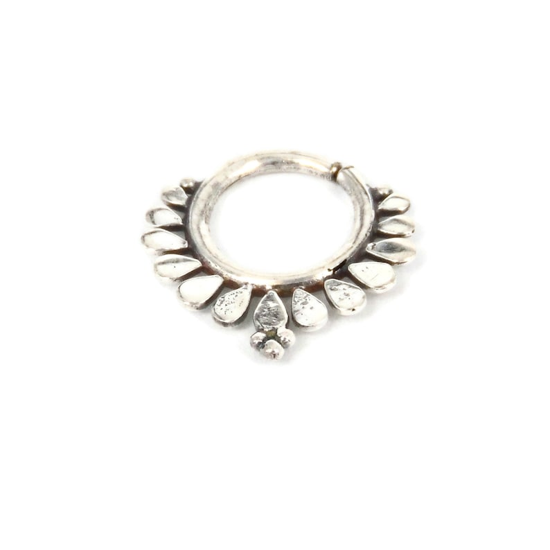Bohemian Sterling Silver Septum Ring, Tribal Nose Piercing, 18/16G ...