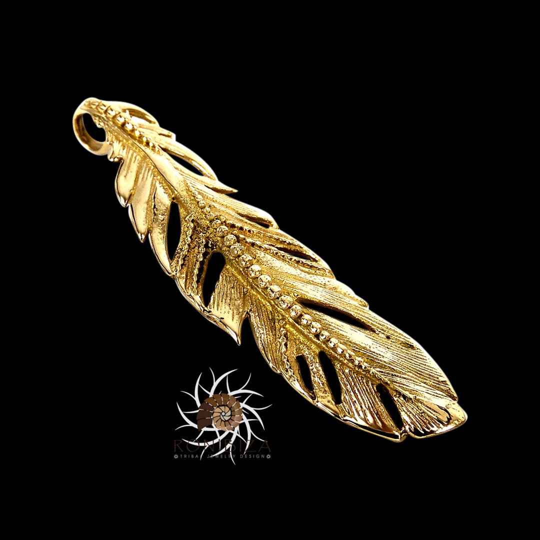 Beautiful Brass Pendant Native American Style Feather Necklace Brass ...