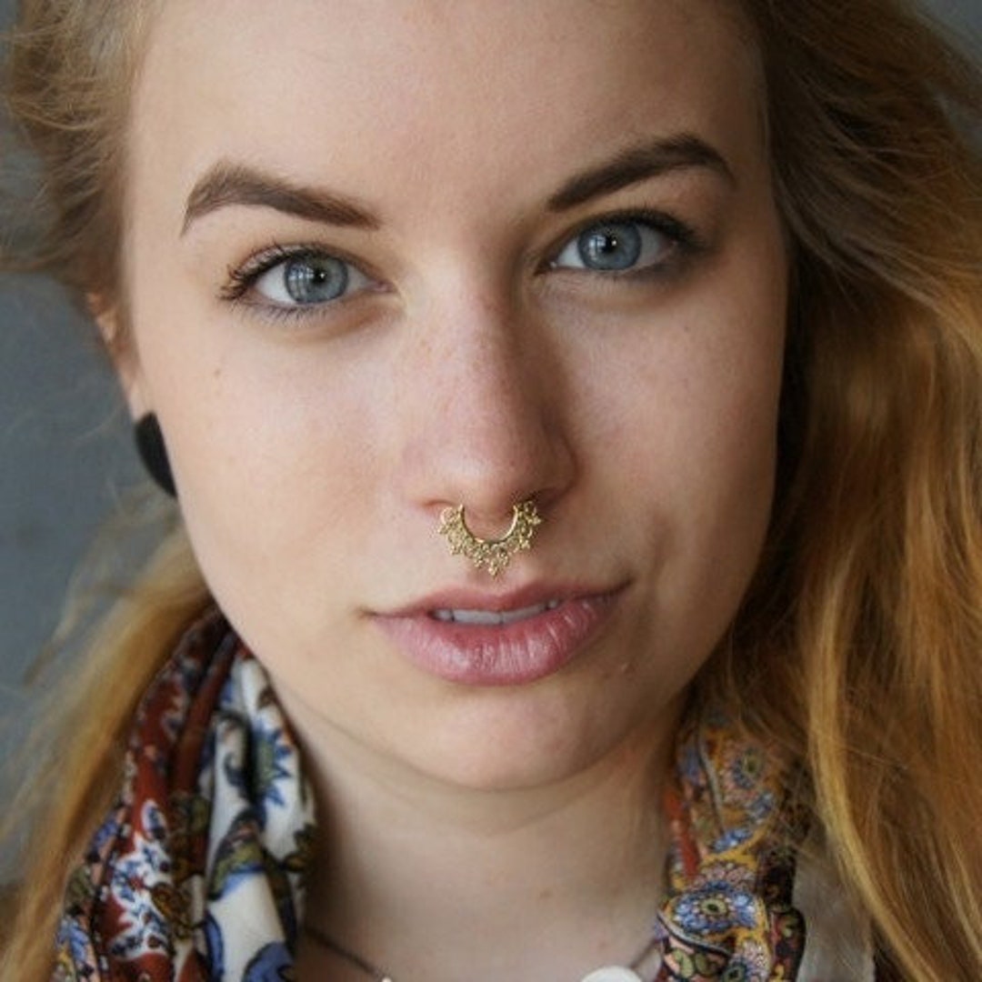 Fake Septum Ring - Faux Septum Ring - Fake Piercing - Clip on Piercing ...