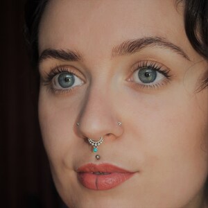 Gold Plated Balls Septum Ring, Turquoise Tribal Indian Septum Ring ...