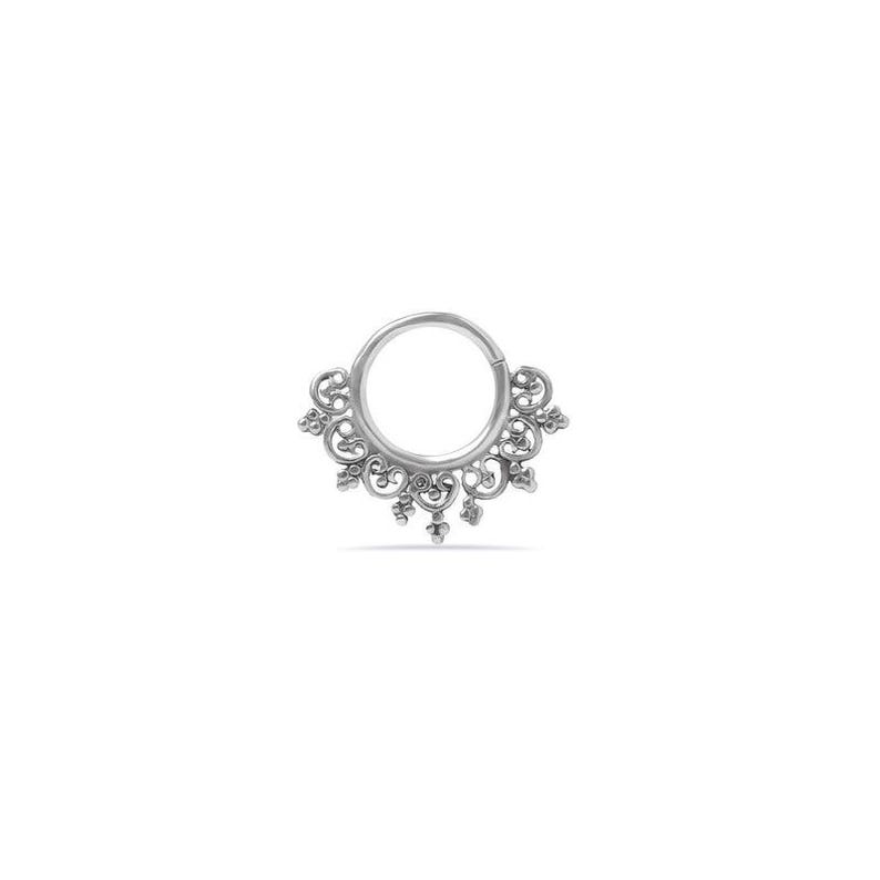 Sterling Silver Mandala Septum Ring, Indian Tribal Piercing (16g/18g ...