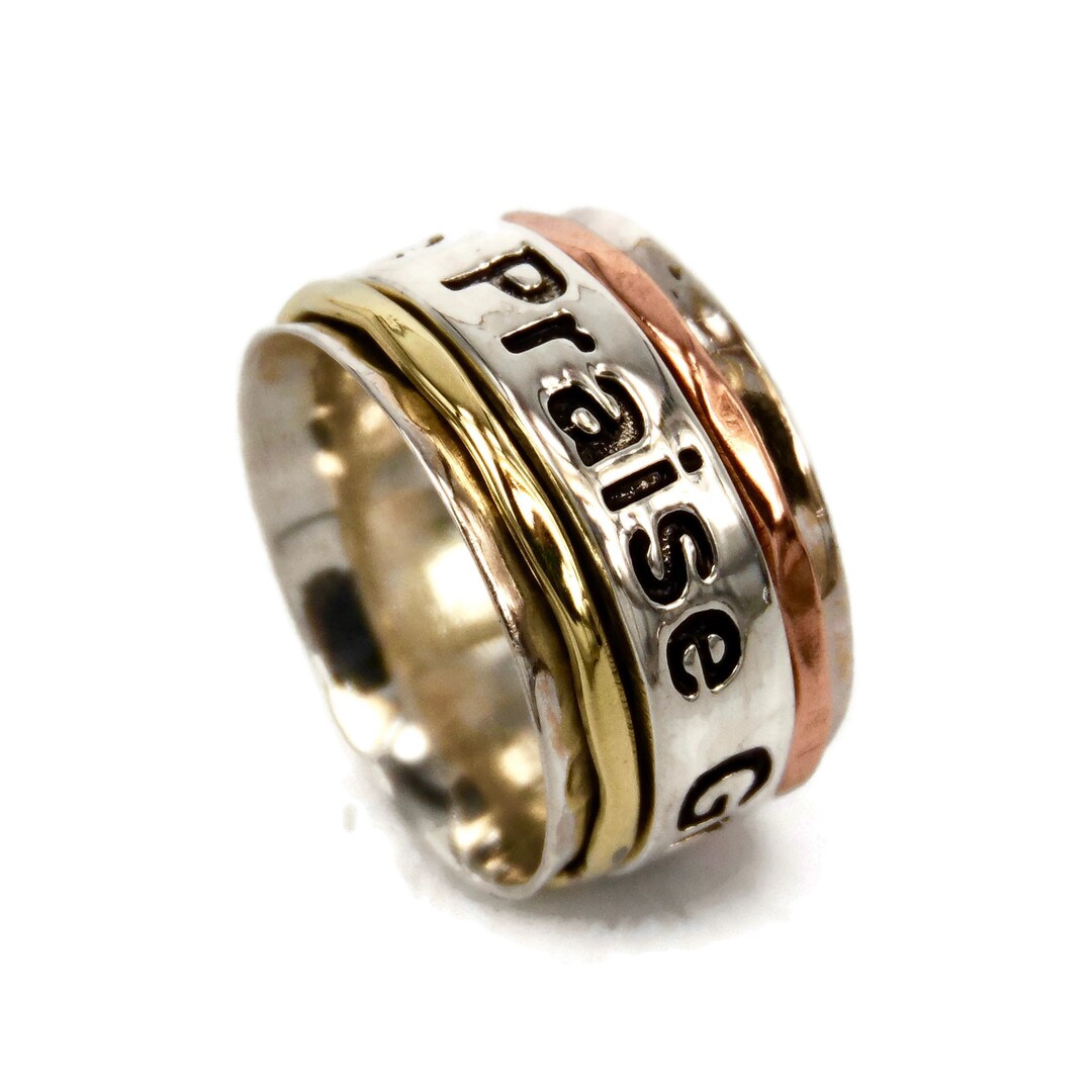 Diti Spinner Ring Meditation Ring Anti Stress Ring Three Metal Rings Multi Metal Ring Mixed ...