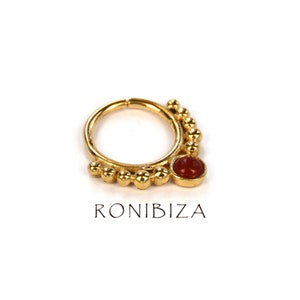 Dev Red Onyx Gold Septum Ring - 16G Septum Ring - Tribal Septum Ring ...