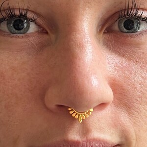 Gold Septum Ring, Tribal Septum Piercing 18/16G, Indian Septum Jewelry ...