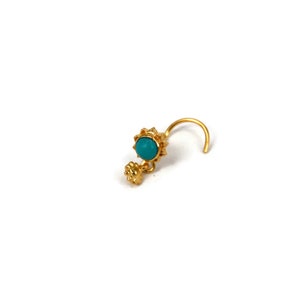 Unique Dangle Nose Stud, Turquoise Nose Stud, Gold Plating Nose ...