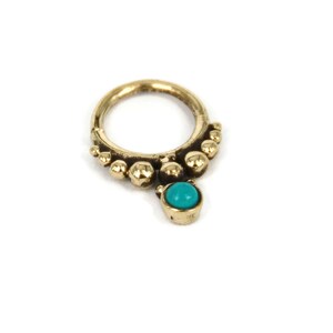 Gold Plated Balls Septum Ring, Turquoise Tribal Indian Septum Ring ...