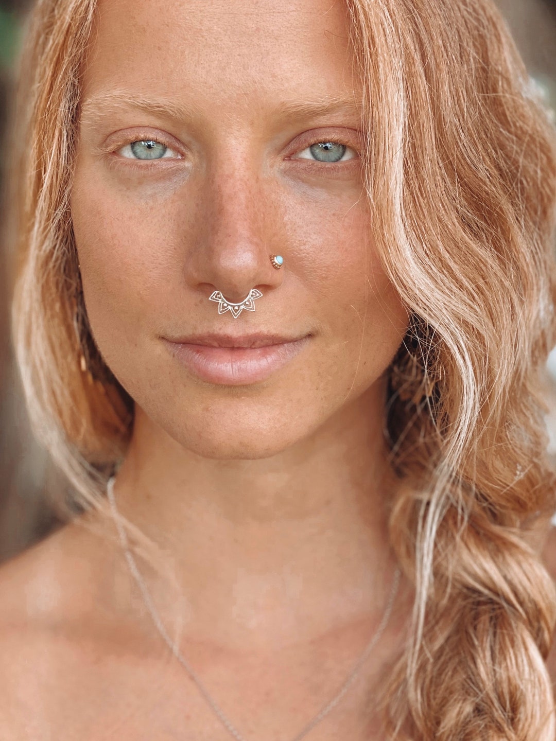Sterling Silver Sun Septum Ring, Tribal Septum Piercing 14/16G, Indian ...