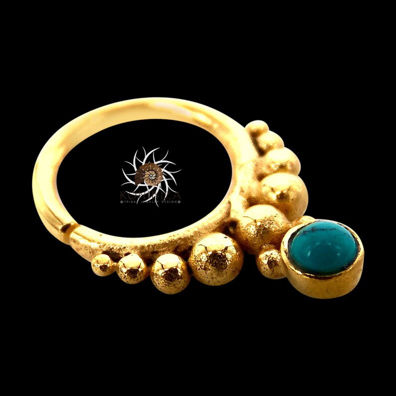 Gold Plated Balls Septum Ring Turquoise Tribal Indian Septum - Etsy