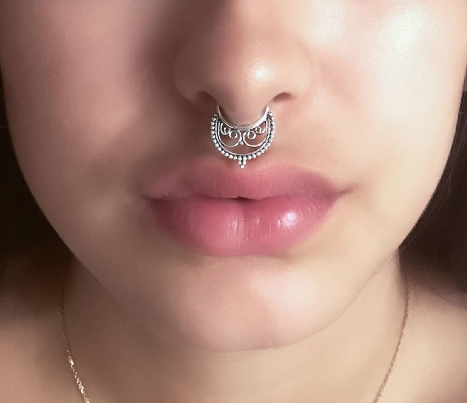 Silver Septum Ring 16g Septum Ring Indian Septum Ring Etsy