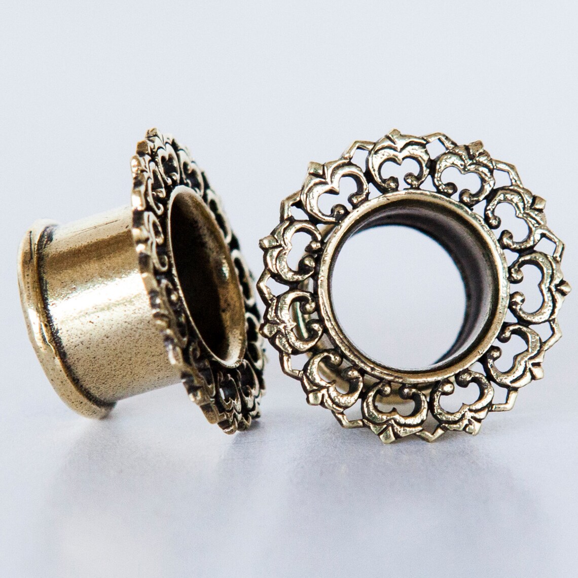 Crown Brass Plugs - Ear Plugs - Ear Gauges - Tribal Plugs - Indian ...