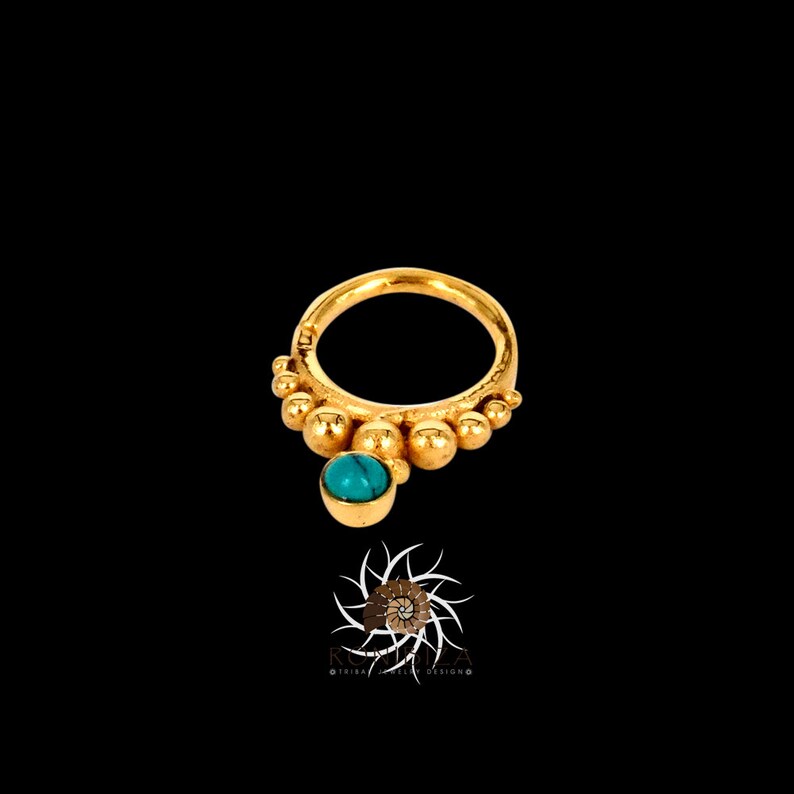 Gold Plated Balls Septum Ring Turquoise Tribal Indian Septum - Etsy