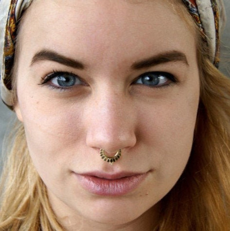 Gold Septum Ring Tribal Septum Piercing 14/16G Indian Septum - Etsy