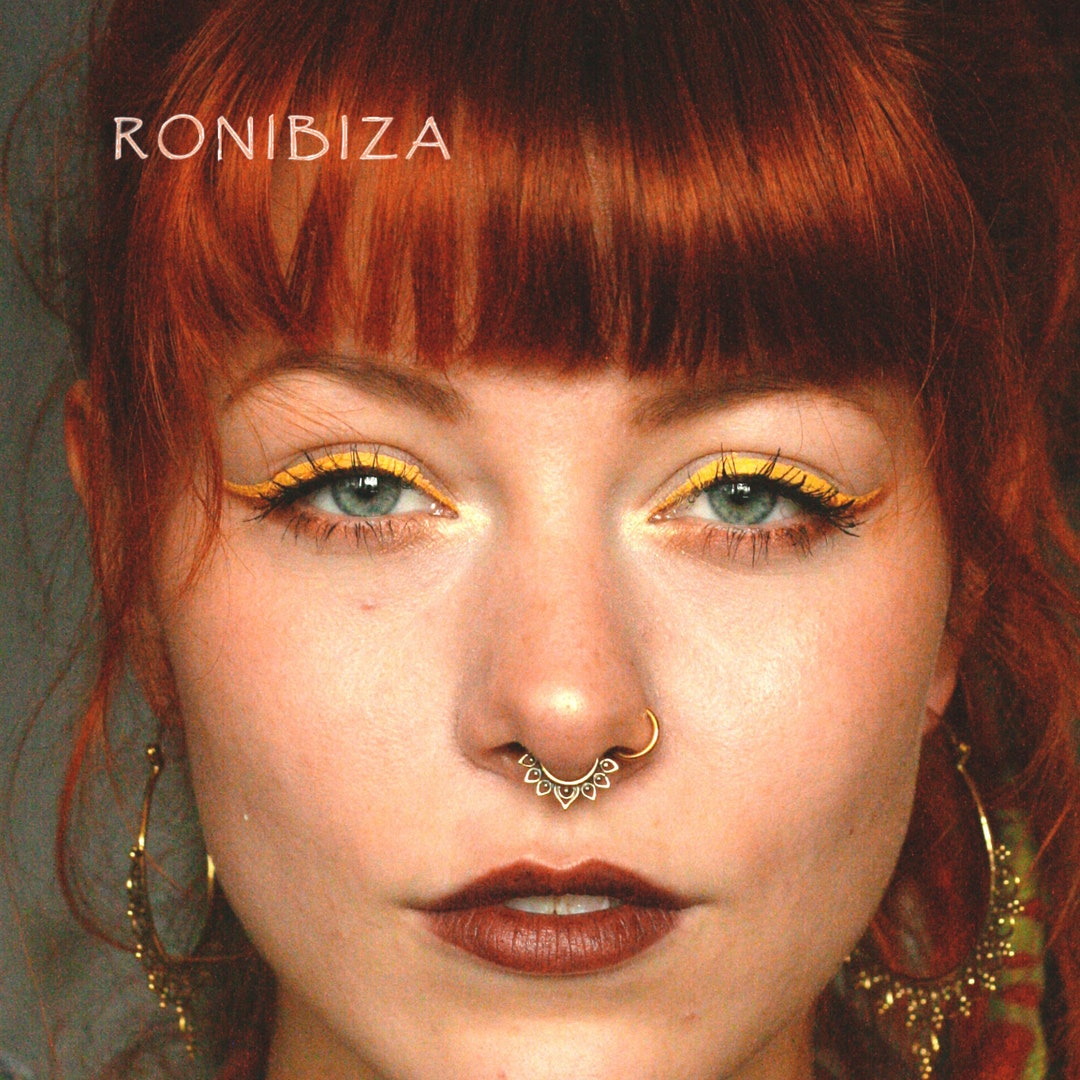 Brass Lotus Septum Ring, Tribal Septum Jewelry, Indian Septum Piercing 14/16/18G, Large Nose ...