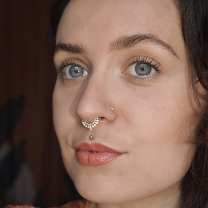 Gold Septum Ring, Tribal Septum Piercing 18/16G, Indian Septum Jewelry ...
