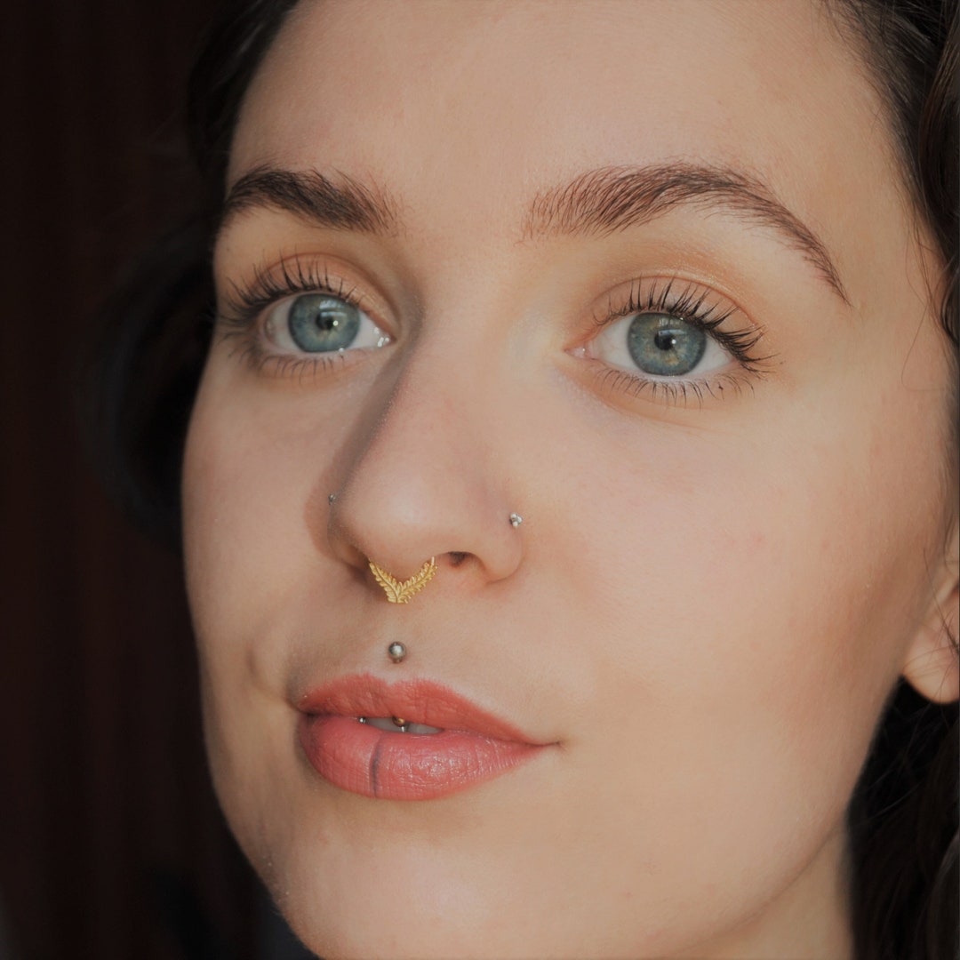 Ethnic Septum Ring, Nose Septum Piercing, Gold Septum Ring, 18g Septum ...