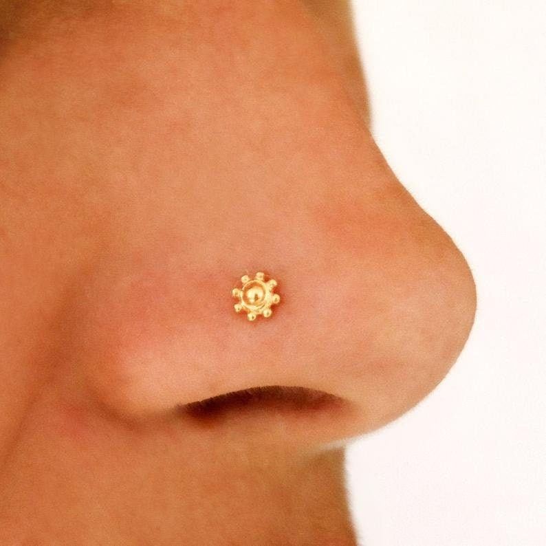 Nostril Jewelry Indian Nose Stud Tribal Nose Jewelry 14k | Etsy