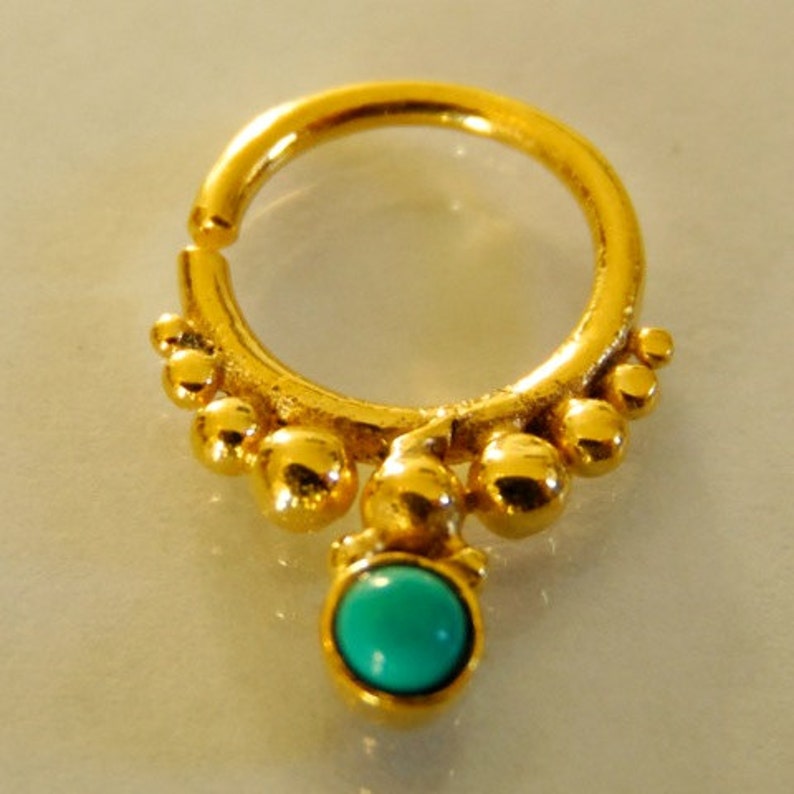 Gold Plated Balls Septum Ring Turquoise Tribal Indian Septum - Etsy