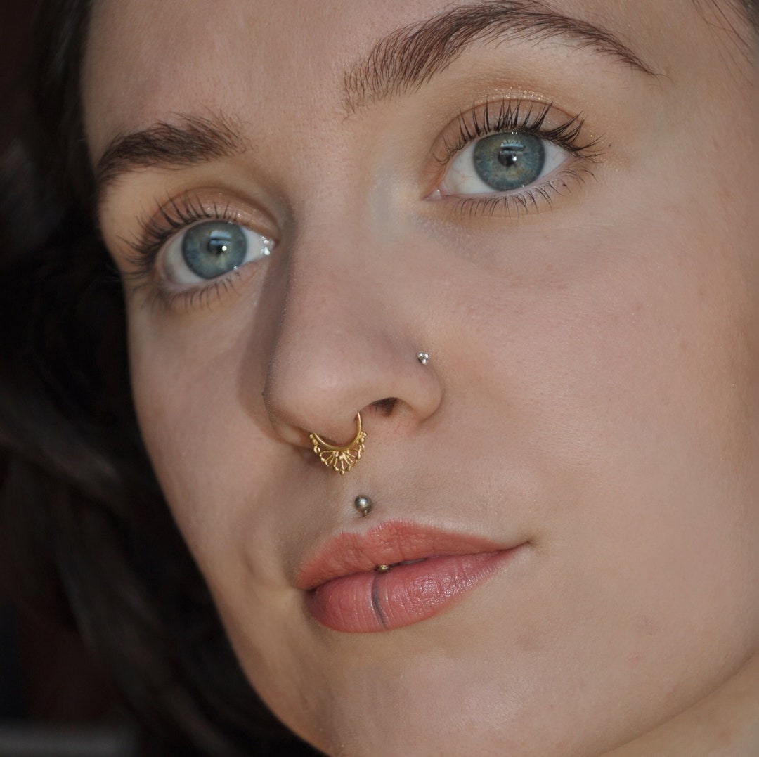 Septum Jewelry, Tribal Septum Ring, Indian Septum Ring, 18g Septum Ring ...