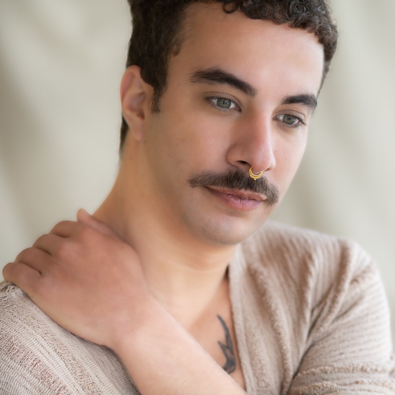 Tribal Silver Septum Ring, 18 Gauge Ethnic Nose Piercing - Etsy