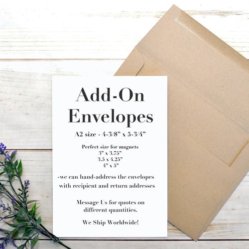 Natural Kraft Envelopes ADD ON With Magnet Purchase - Etsy