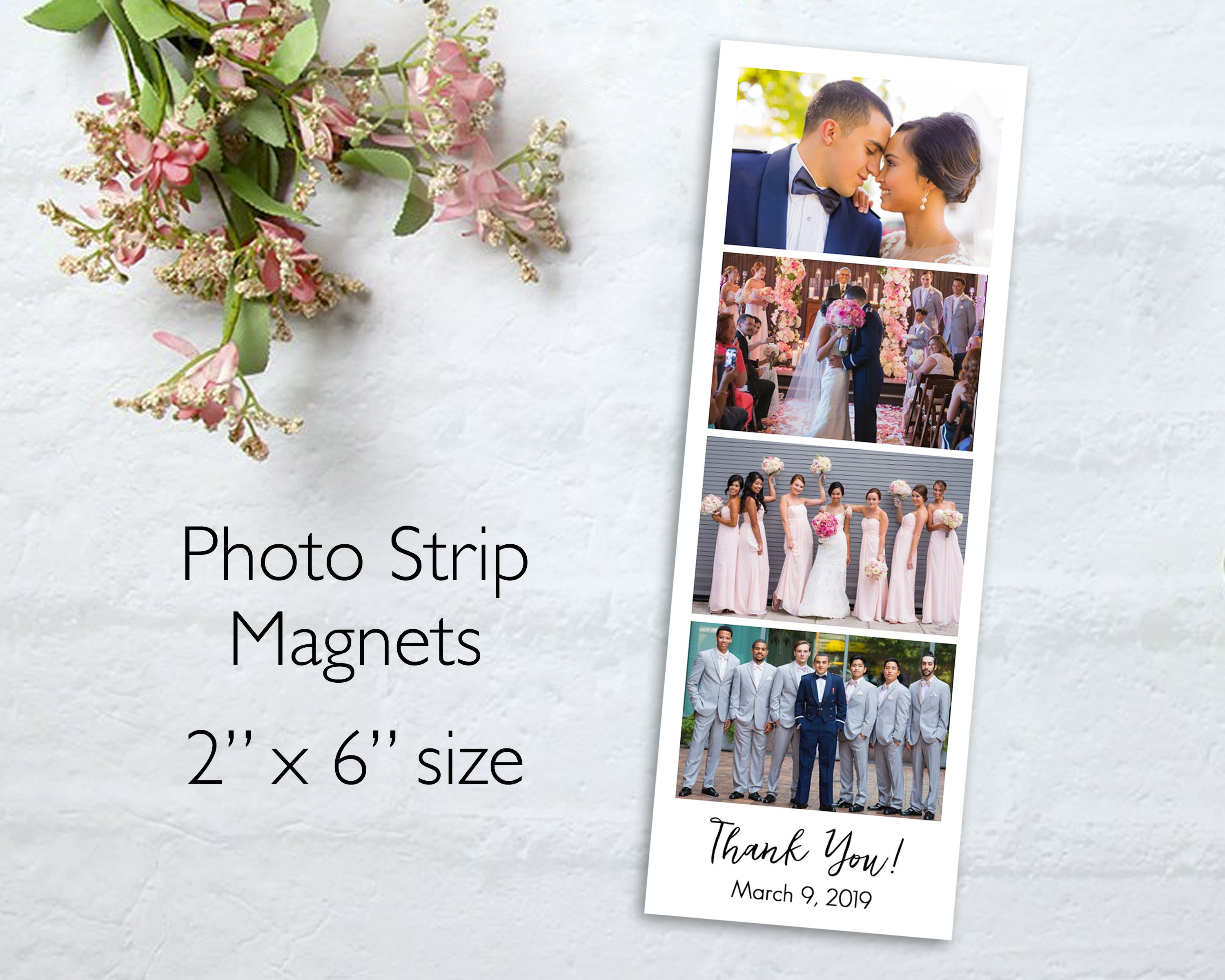 Photo Booth Strip Magnet for Weddings, Announcements, Thank You Magnets ...