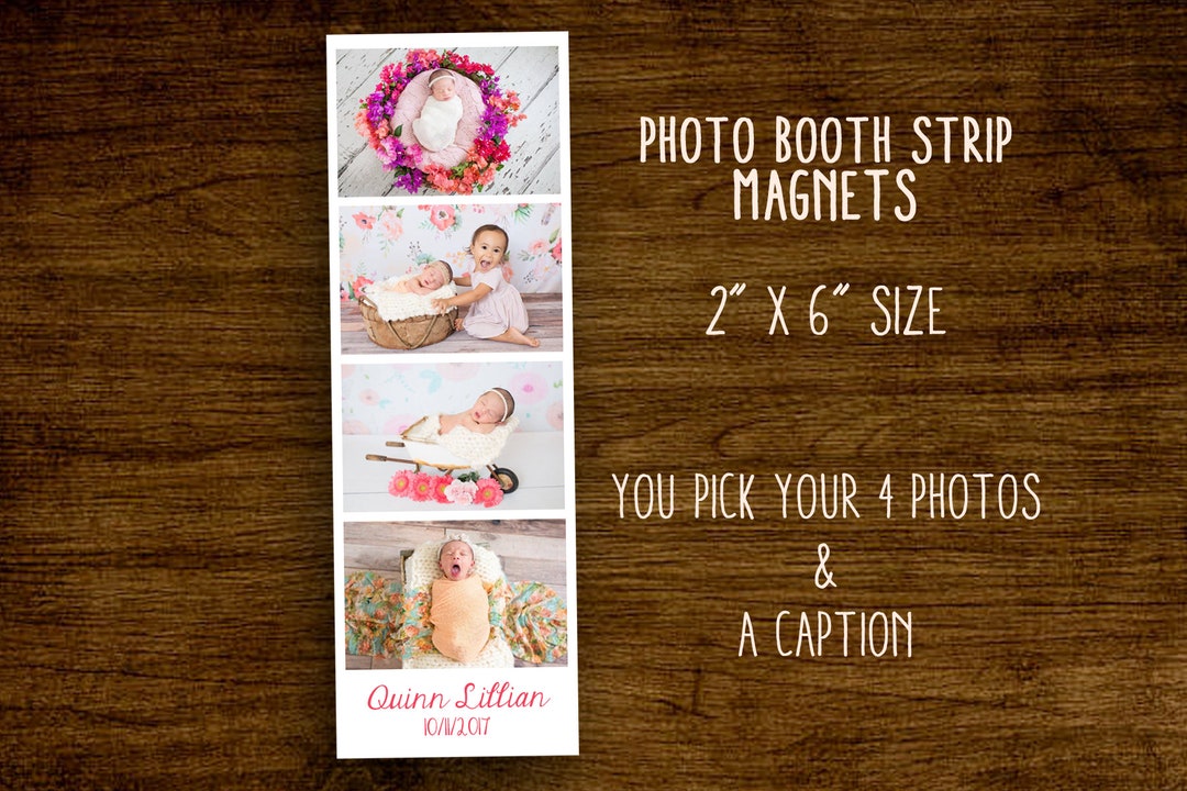 Personalized Photo Booth Strip Magnet, Baby Announcement, Wedding Favor ...