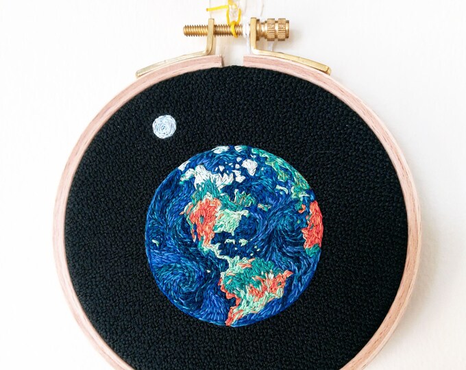 Blue Planet, Earth, Hand Embroidery - Etsy