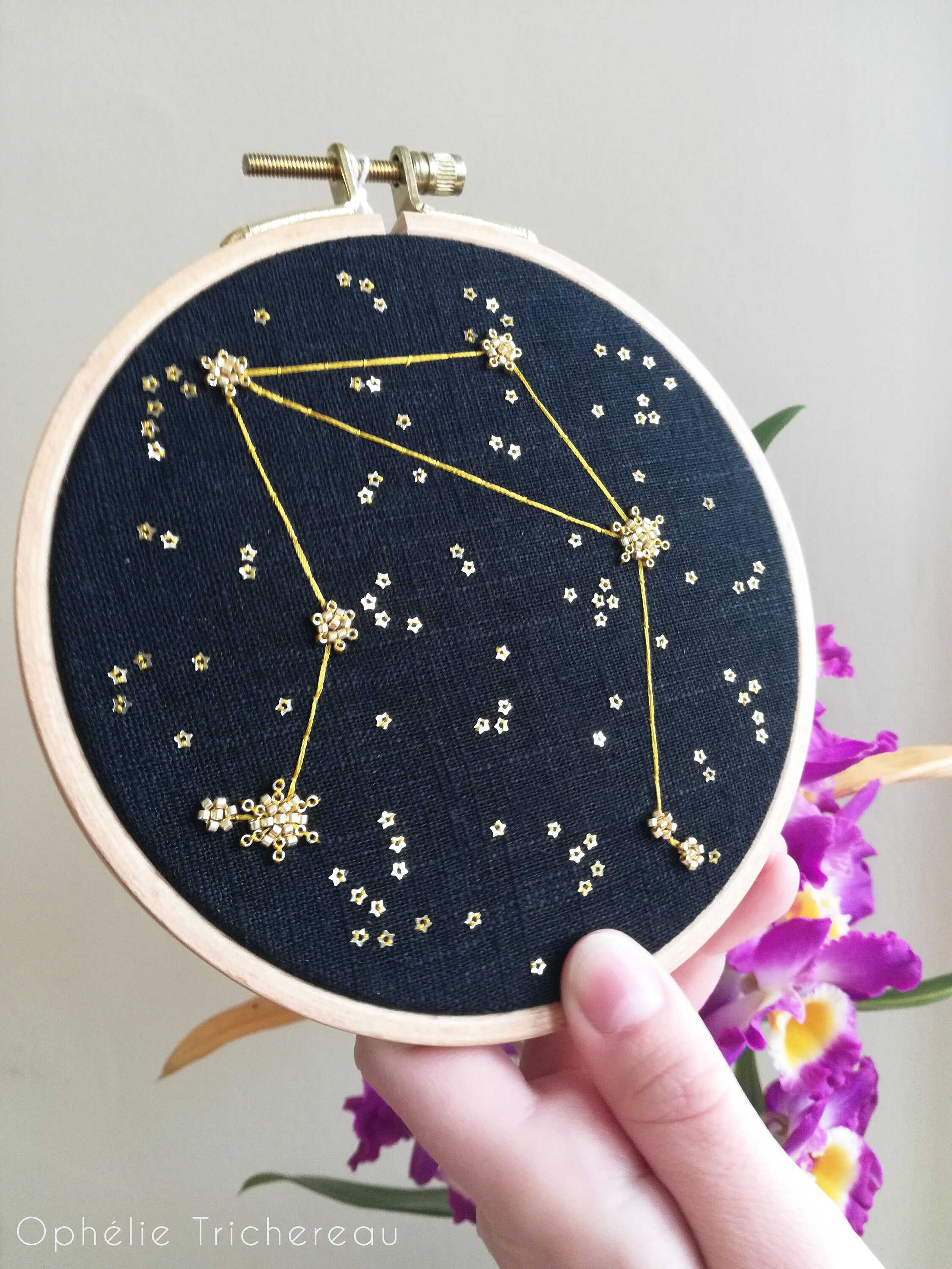 Libra, Hand Embroidery, Constellation of the Zodiac Artwork - Etsy