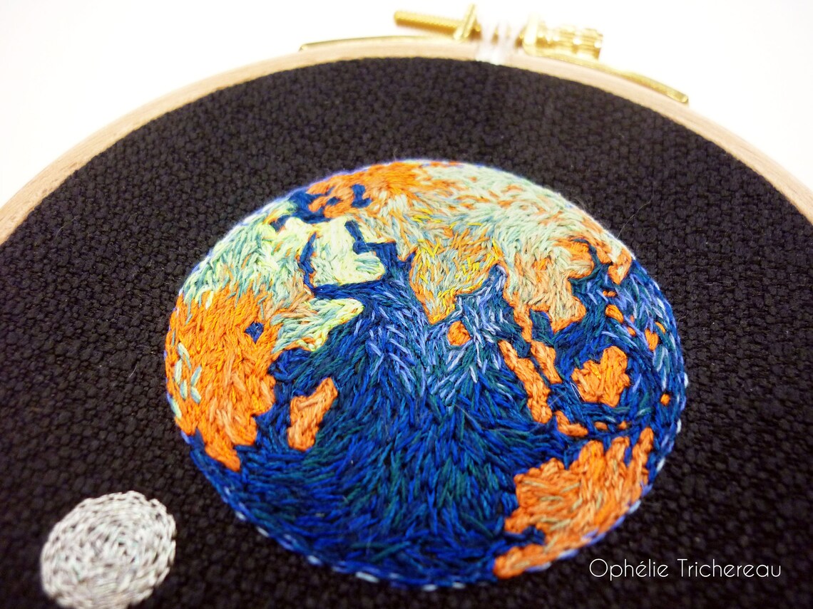 Earth Planet Hand Embroidery - Etsy