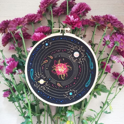 Solar System Embroidery Pattern. Embroidery Design Galaxy - Etsy