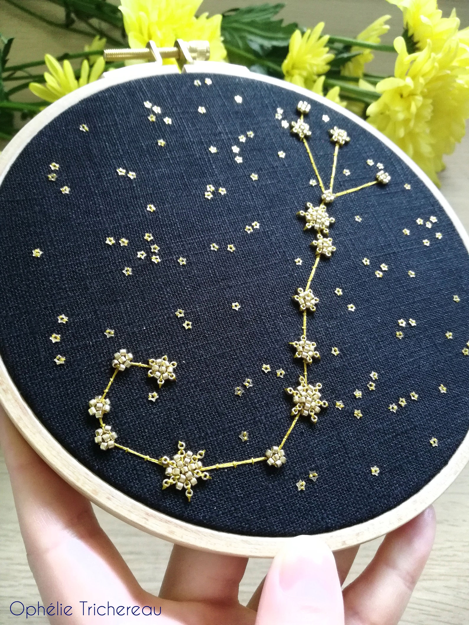 Scorpio Hand Embroidery Constellation of the Zodiac Artwork | Etsy