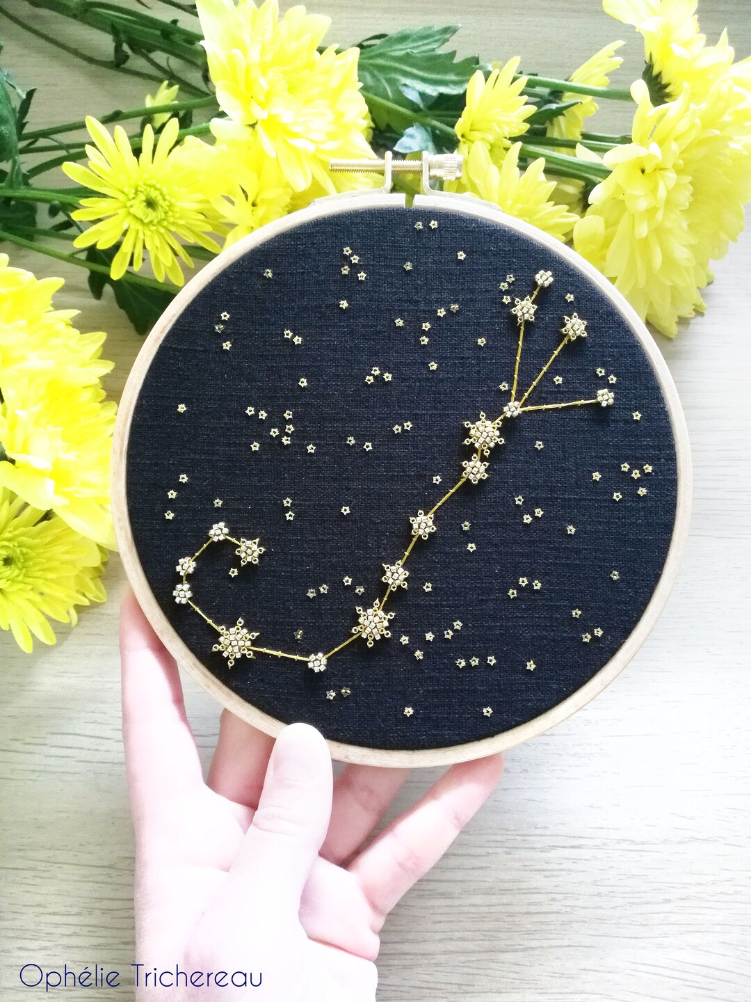 Scorpio, hand embroidery, constellation of the zodiac artwork - Etsy France