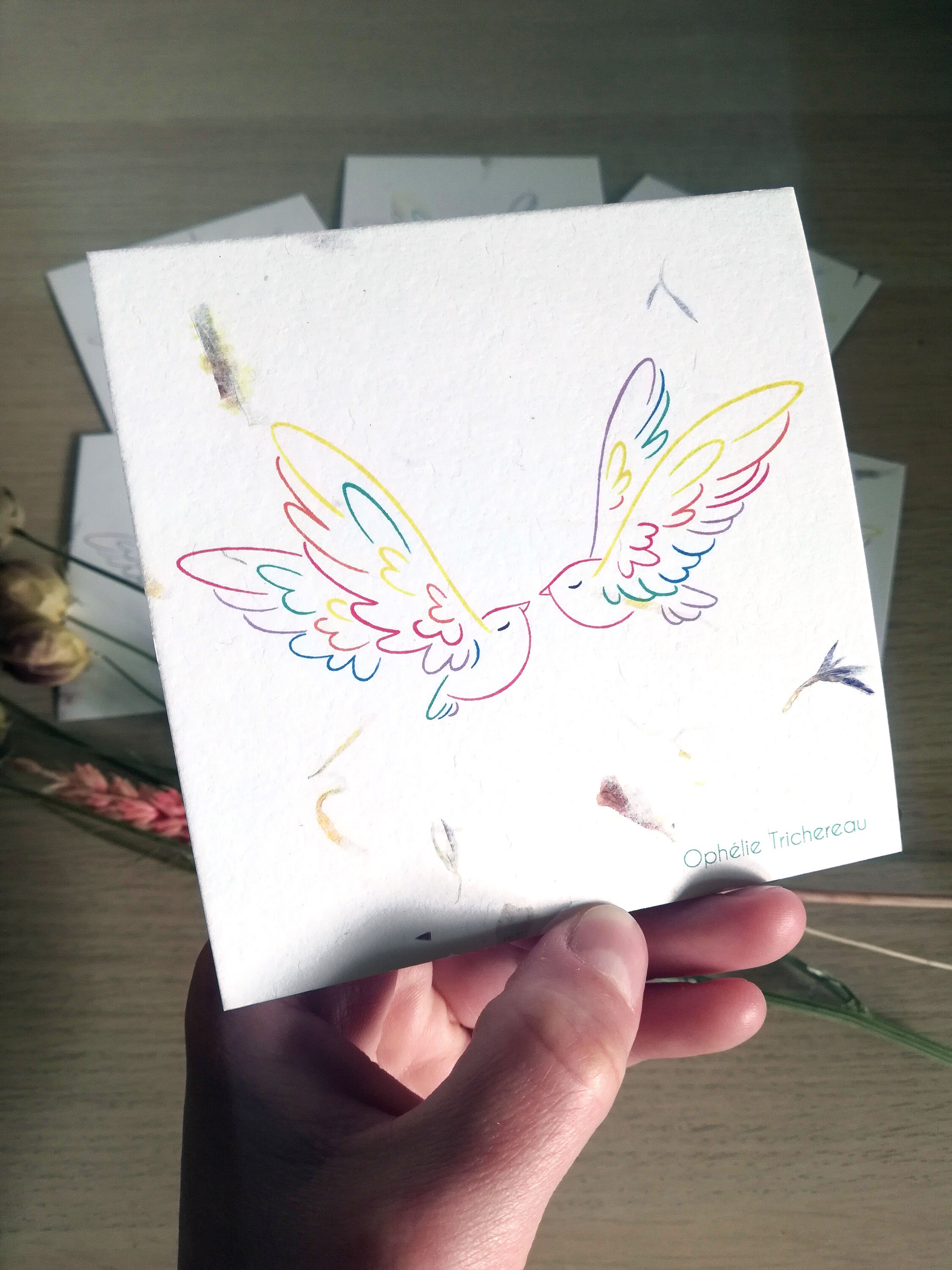 Two Birds, Post Card, Recycled Paper, Original Illustration. - Etsy