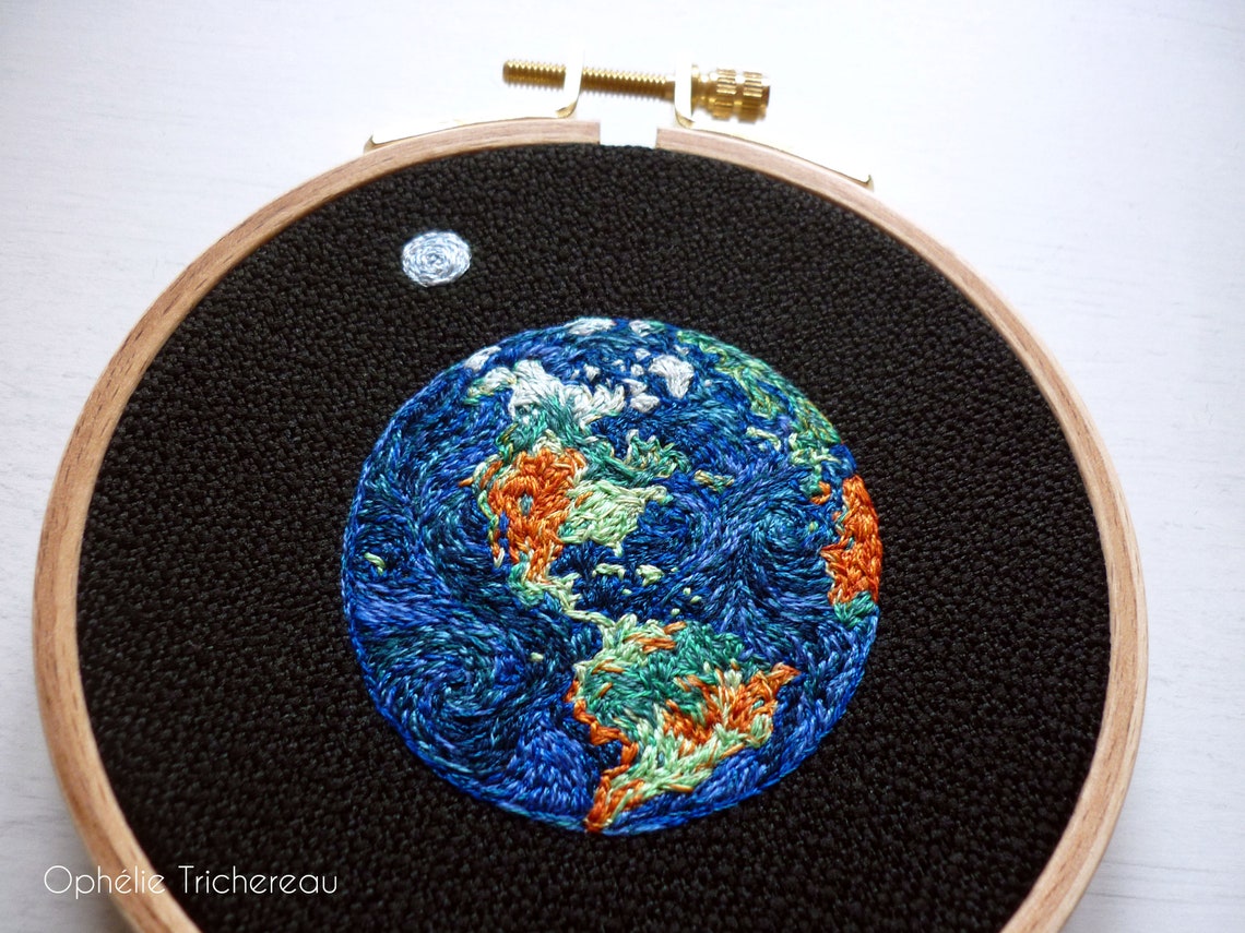 Blue Planet Earth Hand Embroidery // Planète Bleue La - Etsy