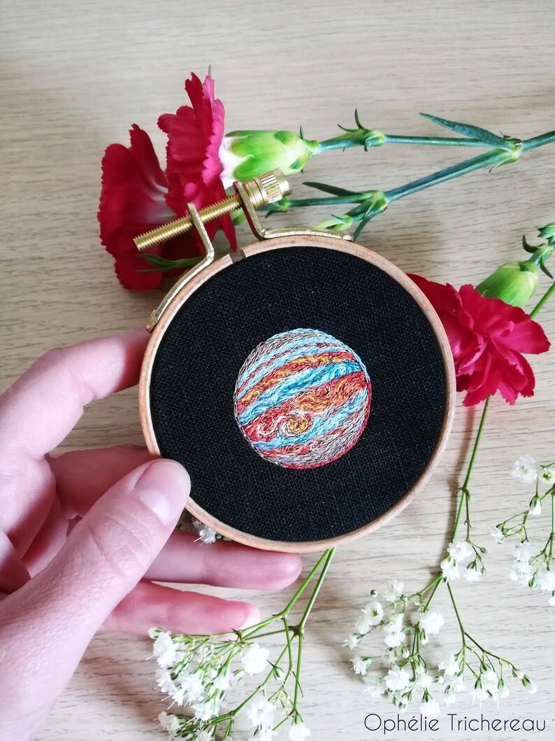 Jupiter, Hand Embroidery, Tiny Planet - Etsy