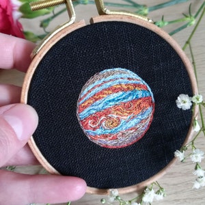 Jupiter, Hand Embroidery, Tiny Planet - Etsy
